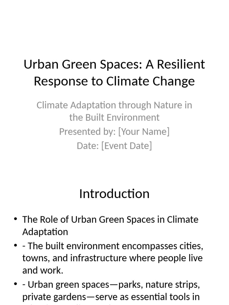 Urban Green Spaces Climate Adaptation Presentation | PDF | Green Infrastructure | Infrastructure