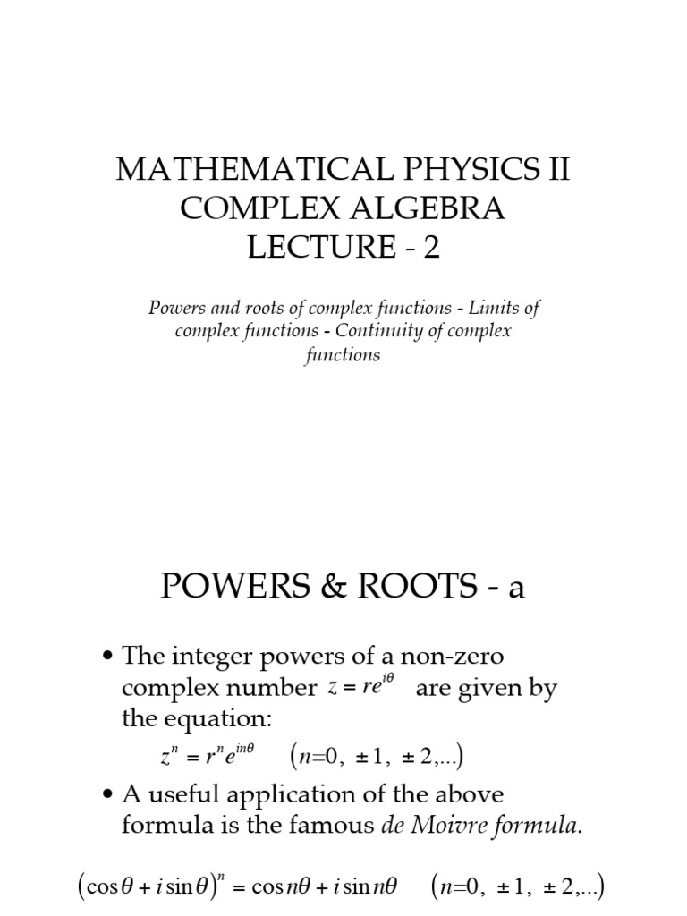 Phy 301 Lecture 2 4 | PDF | Complex Number | Exponential Function