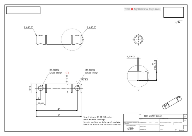 Top Shaft Idler Drawing | PDF | Technology & Engineering