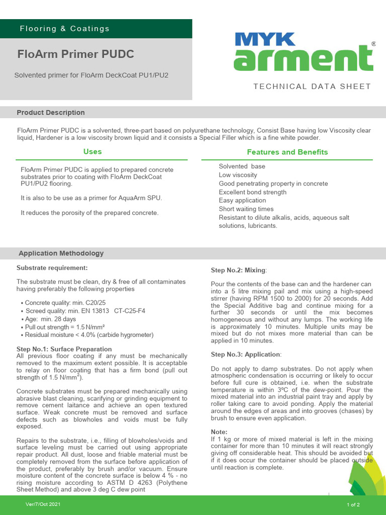 FloArm Primer PUDC Ver7 | PDF | Concrete | Secondary Sector Of The Economy