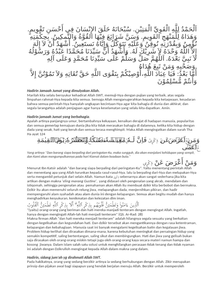 Khotbah - Dzikir Muslim | PDF