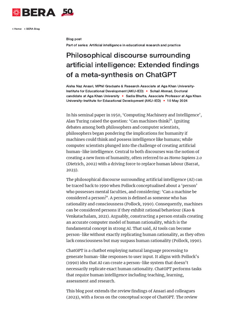 Philosophical Discourse Surrounding Artificial Intelligence | PDF | Artificial Intelligence ...