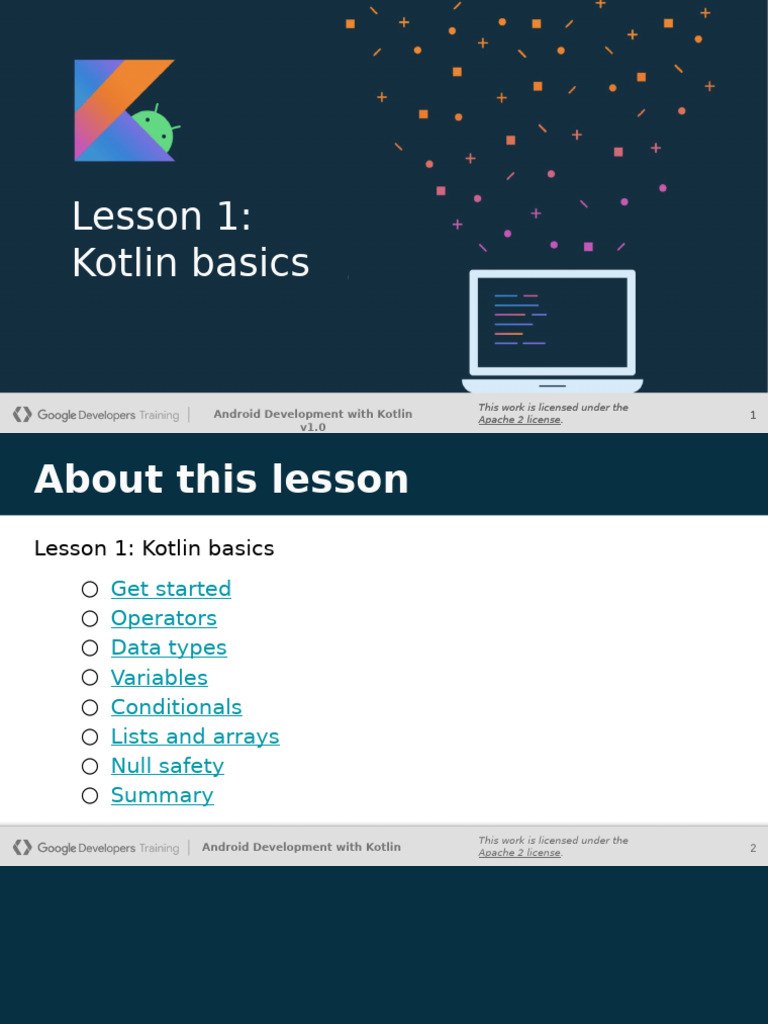 Lesson 1 Kotlin Basics Pdf Integer Computer Science Programming Paradigms