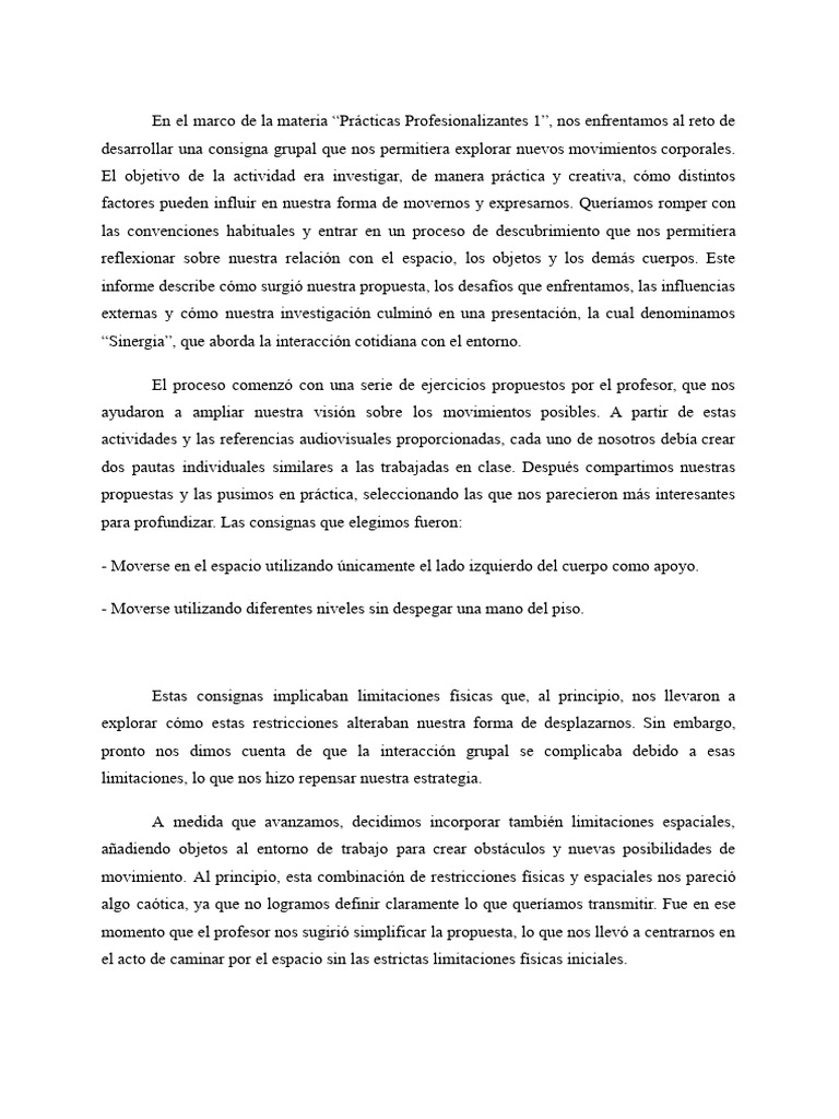 Informe Practica Profesionalizante I | PDF | Arte de performance ...