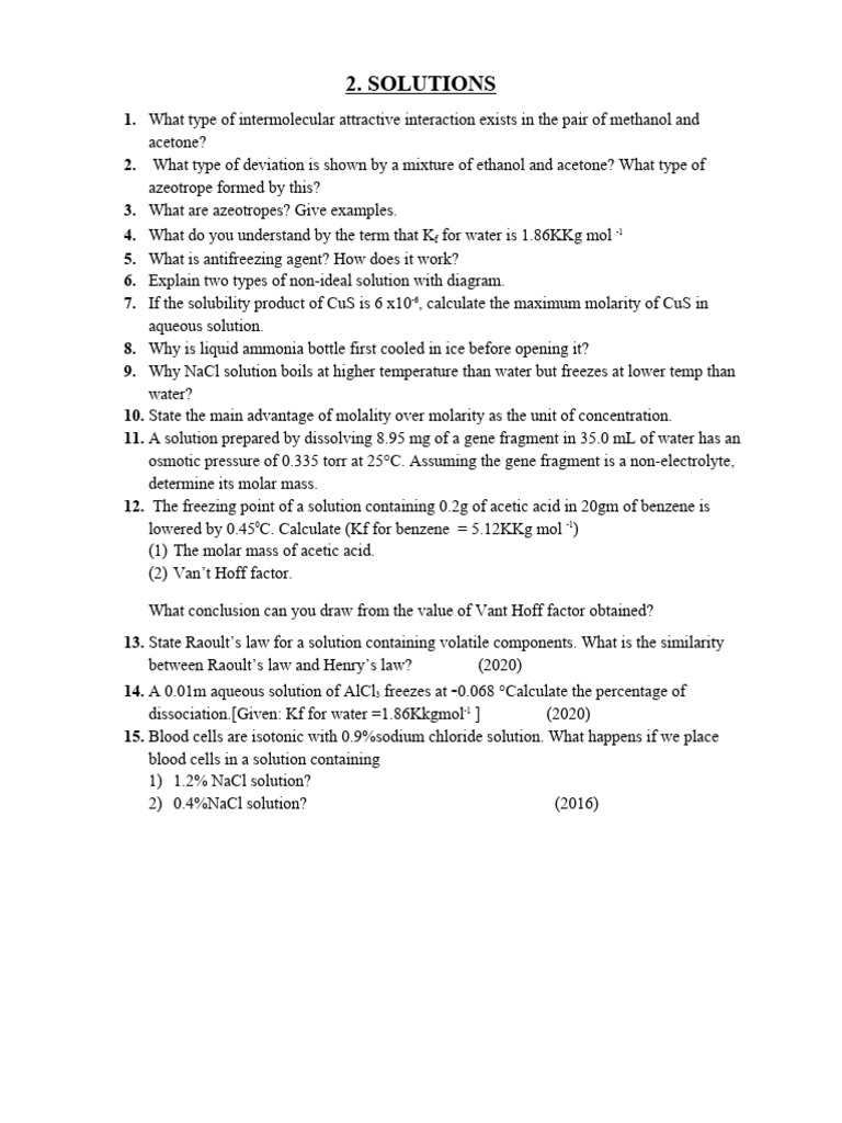 Solutions Worksheet | PDF