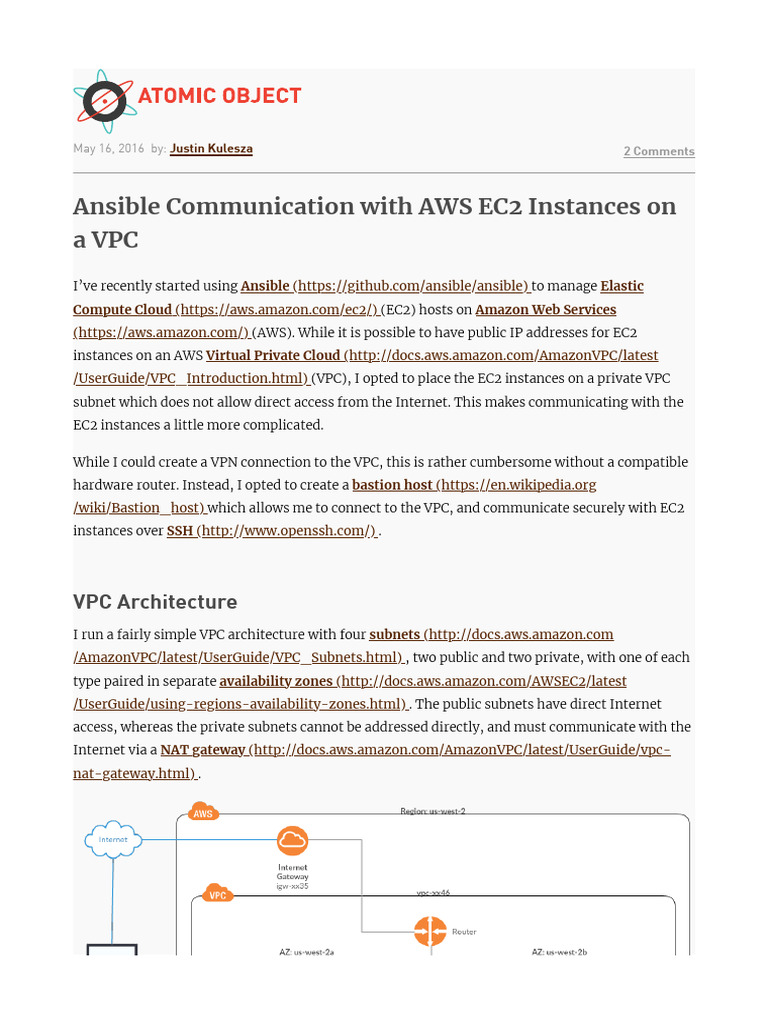 Ansible Communication With AWS EC2 Instances On A VPC | PDF | Internet | Secure Shell