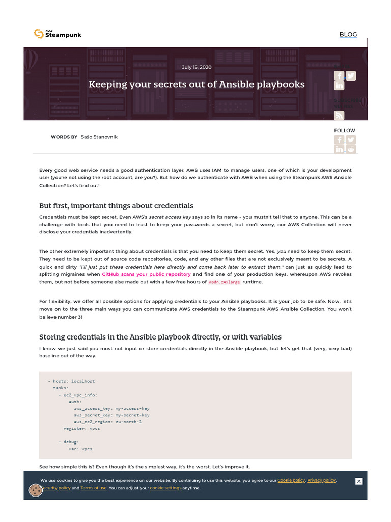 Keeping Your Secrets Out Of Ansible Playbooks Xlab Steampunk Blog Pdf Password Command
