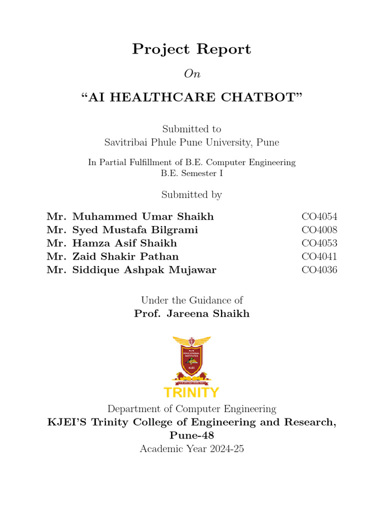 Ai Healthcare Chatbot Report | PDF | Usability | Use Case