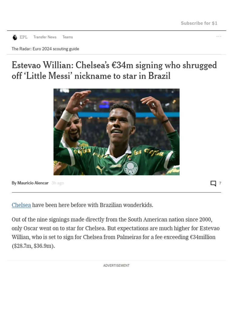 Estevao Willian: Chelsea's €34m Brazilian Star | PDF | Association Football | Sports