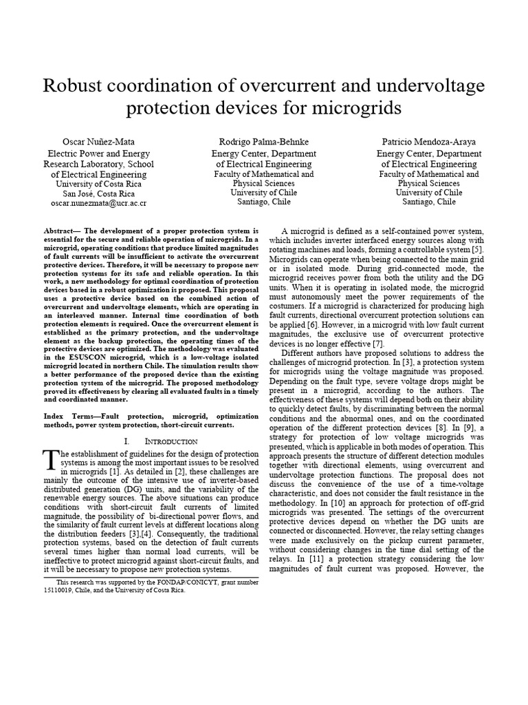 Robust Coordination Of Overcurrent And Undervoltage Protection Devices