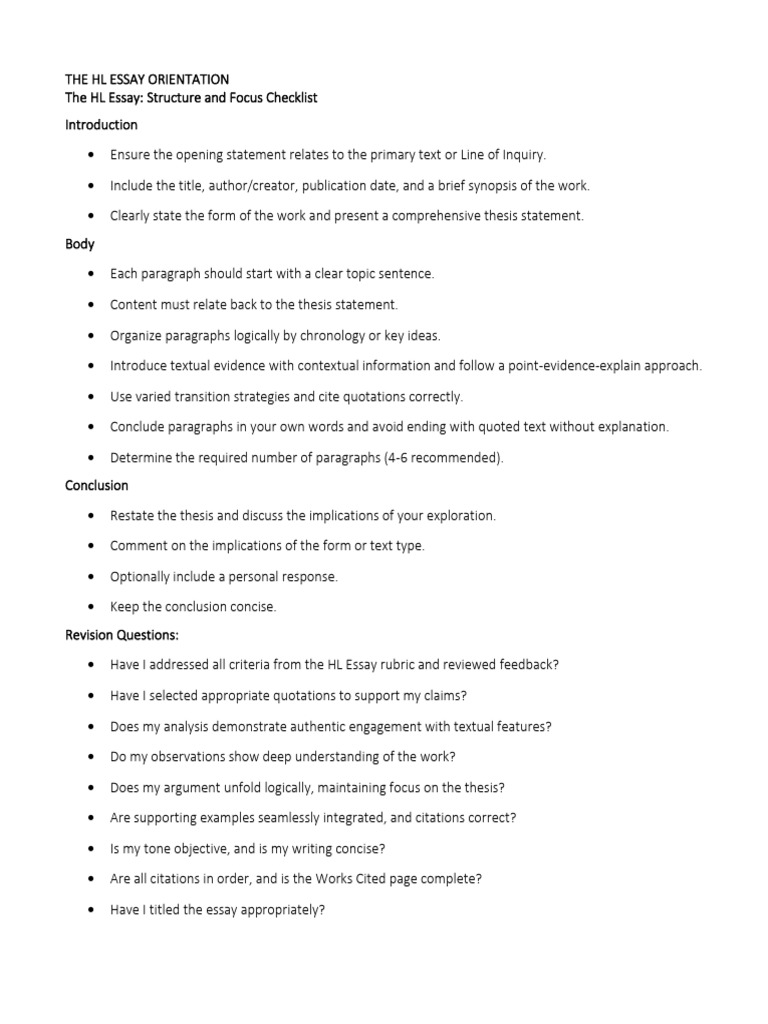 HL Essay - Structure and Focus | PDF | Career & Growth
