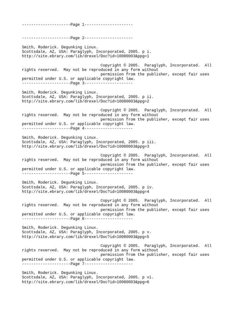 Degunking Linux (Paraglyph Press, 2005, 1-933097-04-3) | PDF | Fair Use ...