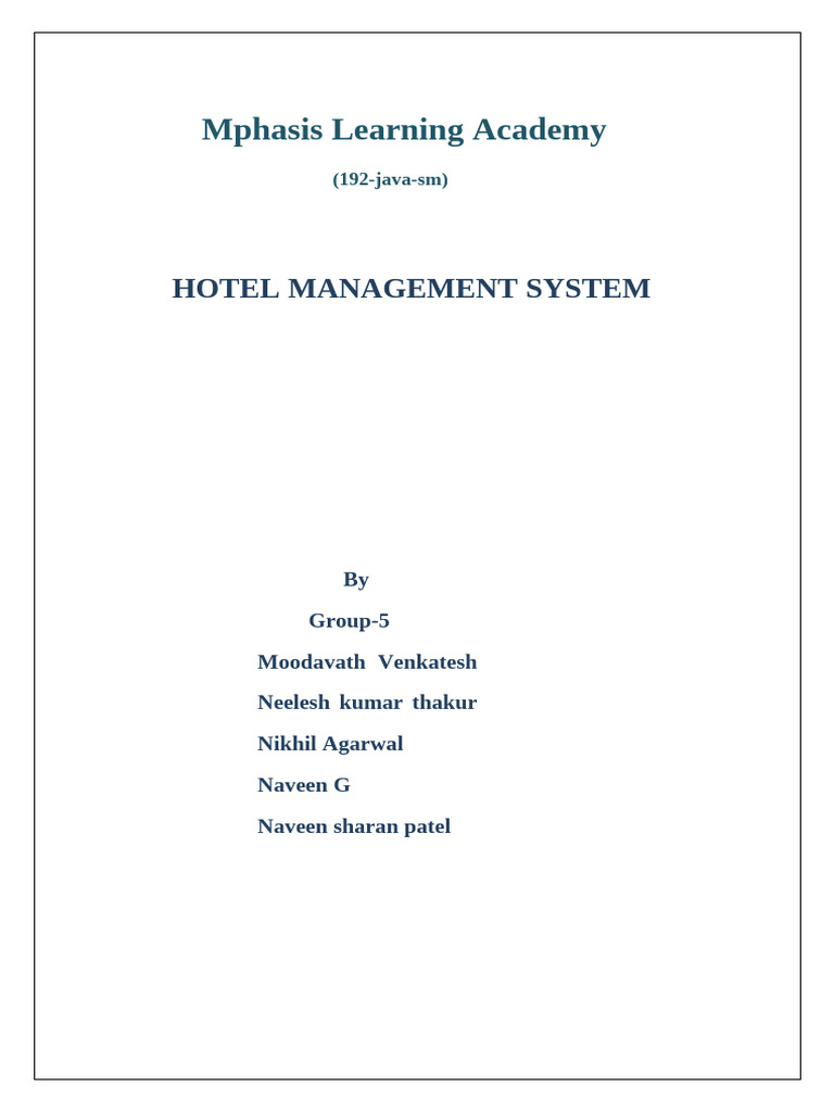 Hotel Management System | PDF | Databases | Computing