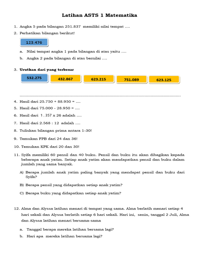 Latihan Matematika SD | PDF