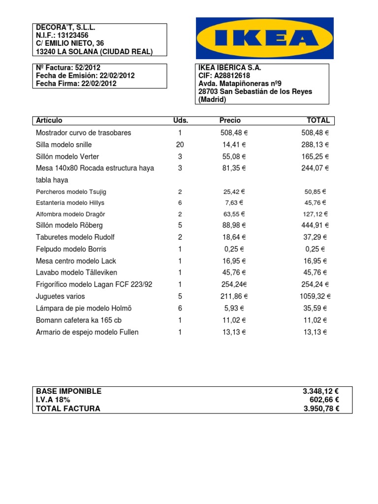 Factura Ikea