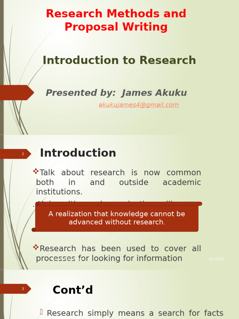 Lec-1-Introduction To Research Methods & Proposal Writing | PDF ...