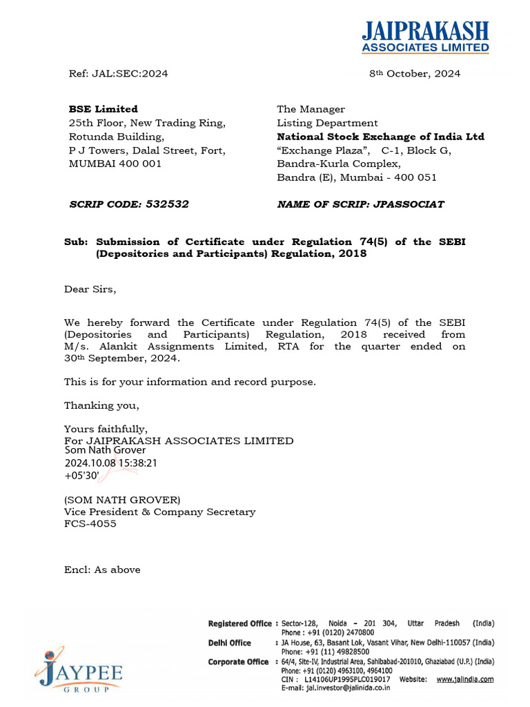 BSE Limited National Stock Exchange of India LTD: SCRIP CODE: 532532 ...