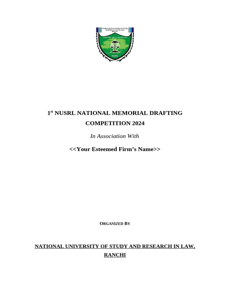 Proposal - 1st NUSRL National Memorial Drafting Comeptition | PDF | Government | Justice