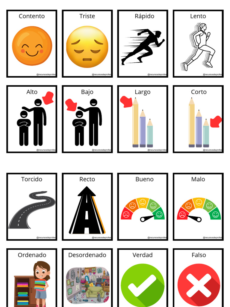 Tarjetas - Sinónimos y Antónimos | PDF