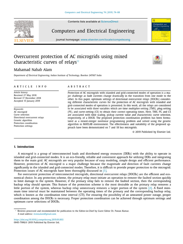 Overcurrent Protection Of Ac Microgrids Using Mixed Pdf