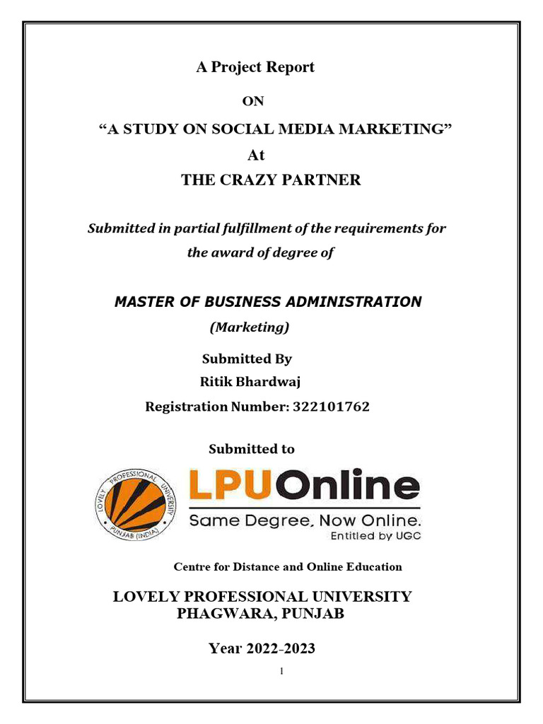 A Project Report On Social Media Marketing Crazy Partner - Compressed ...