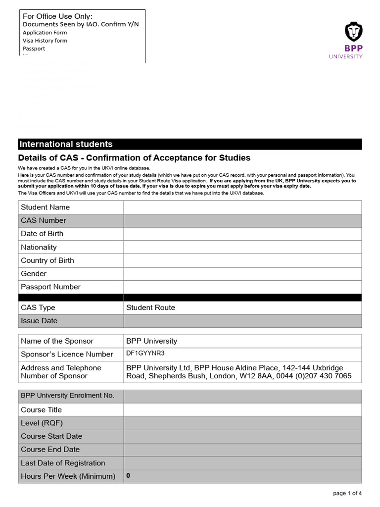Cas Template Student Route | PDF | International English Language ...