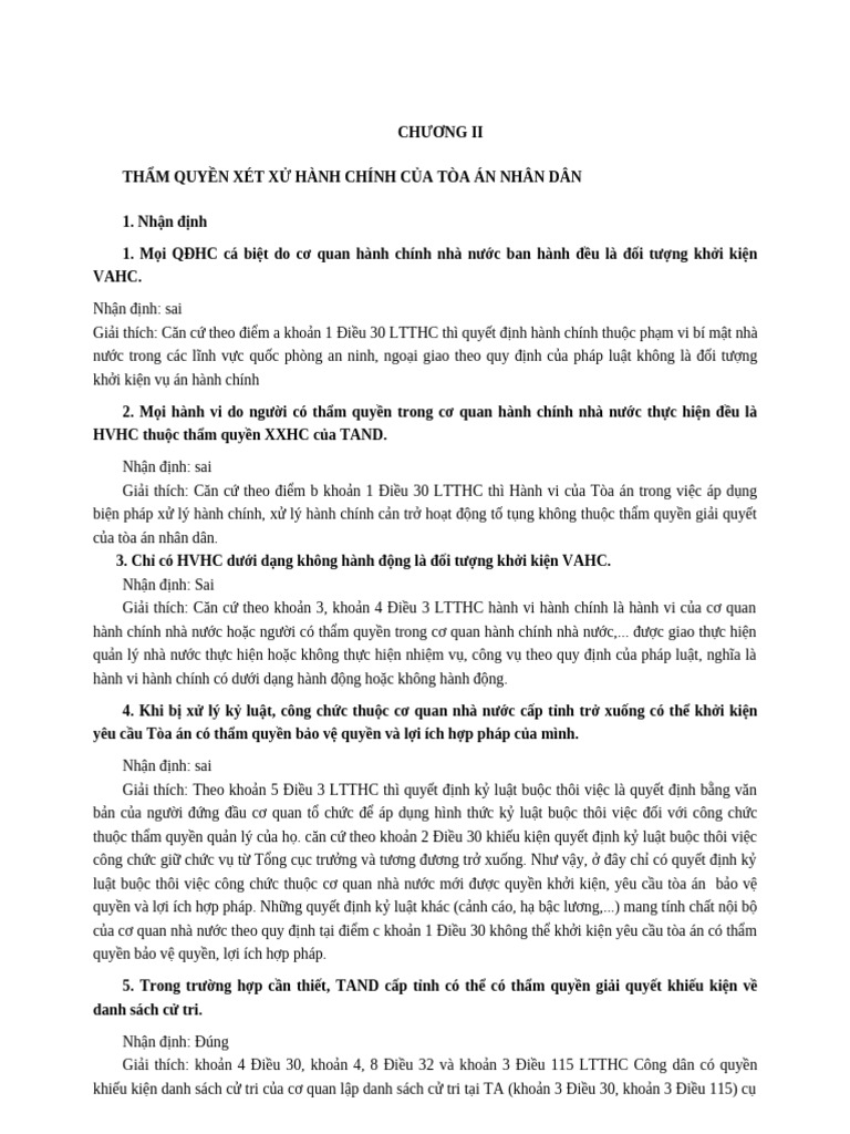 Nhận định TTHC và Bài tập | PDF