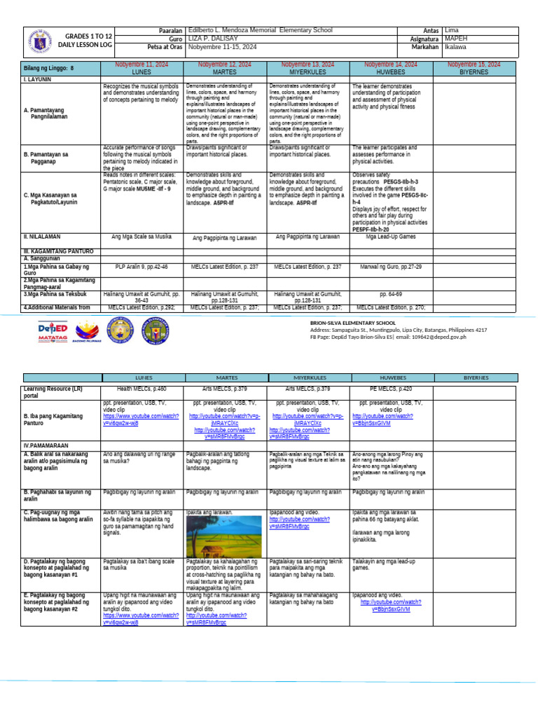 DLL Mapeh Q2-WK8 | PDF