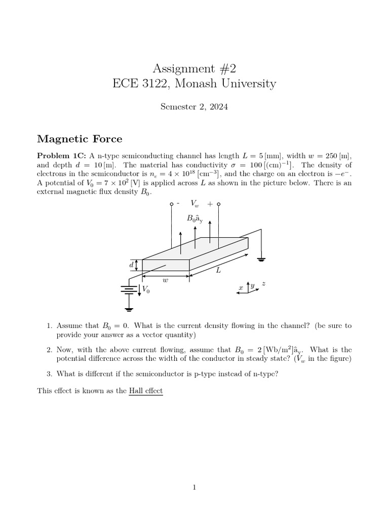 ECE 3122 Magnetic Force Assignment | PDF | Magnetic Field | Physical Sciences