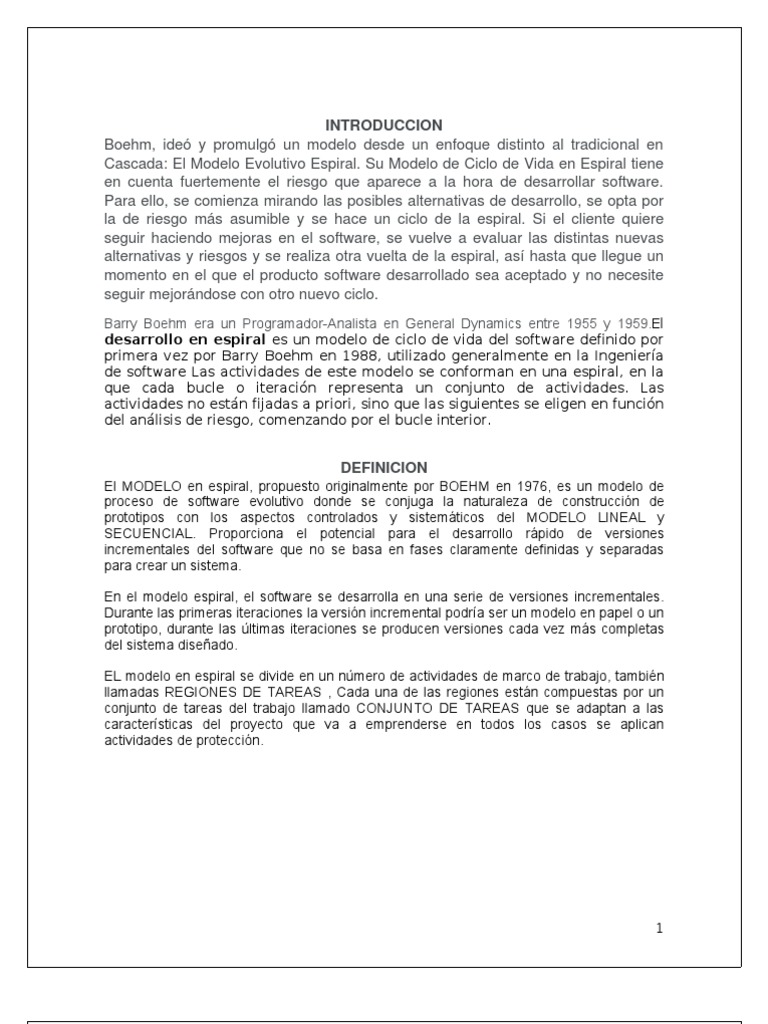 Modelo Espiral en Desarrollo de Software | PDF | Software | Informática