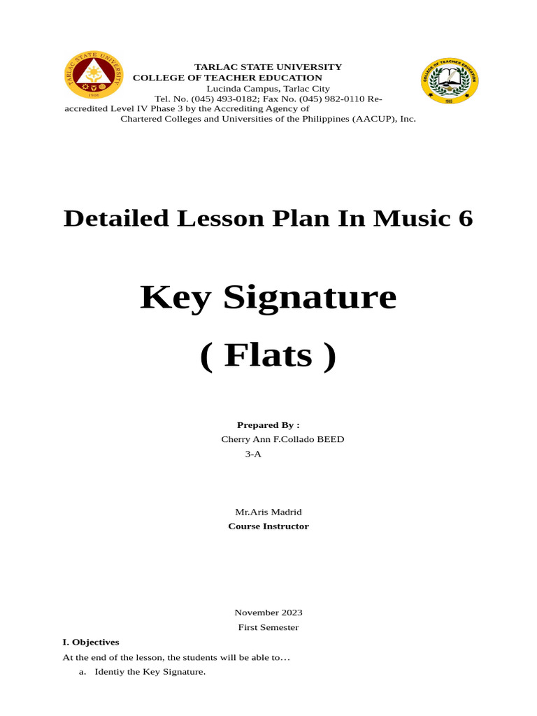Music Lesson Plan: Key Signatures | PDF | Musical Notation | Musical ...