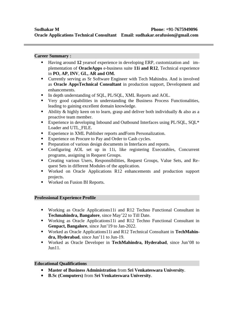Oracle Applications Technical Sudhakar Morsu Pdf Oracle Corporation Enterprise Resource