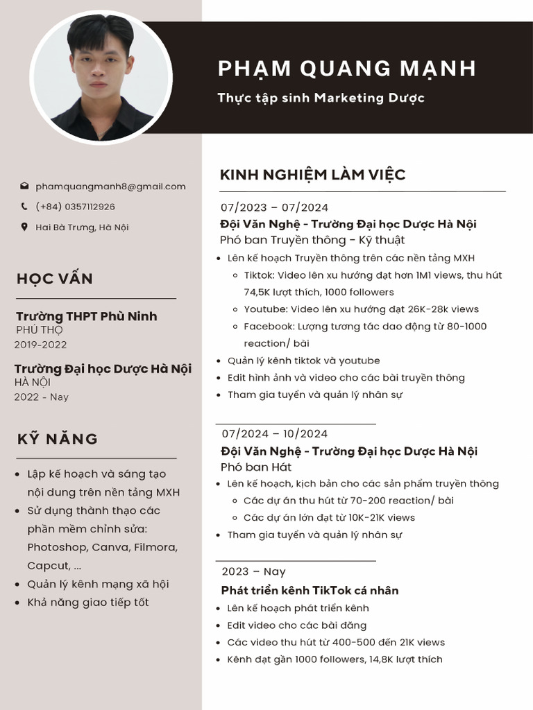 CV PH M Quang M NH Marketing | PDF