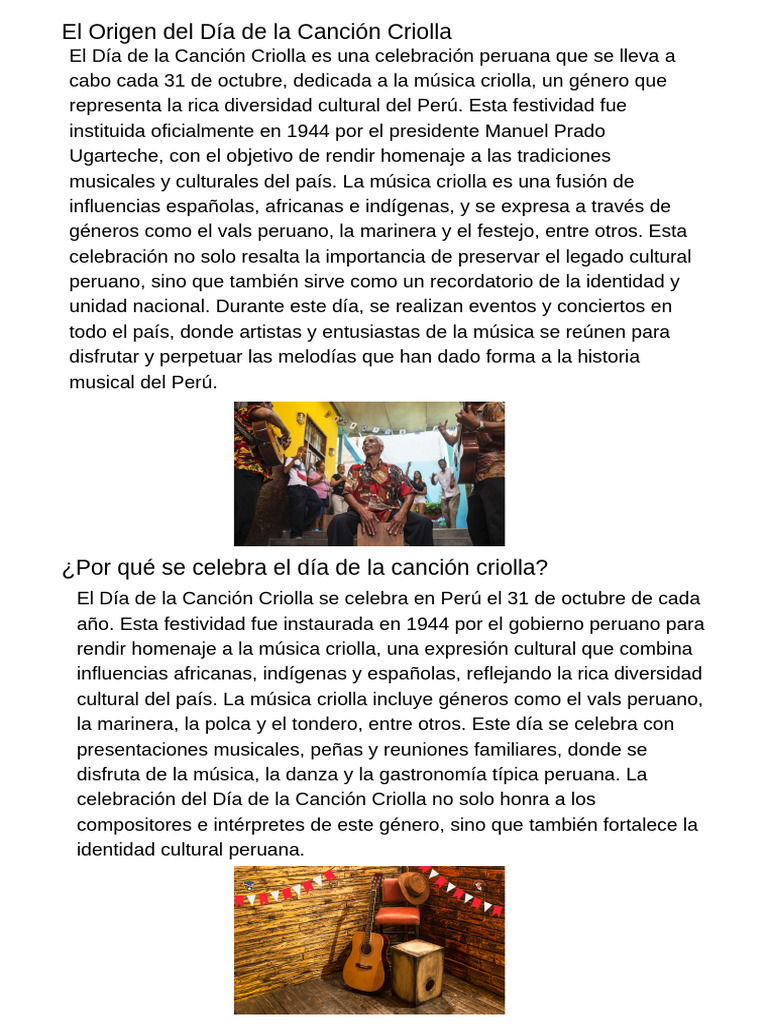 Día de la Canción Criolla en Perú | PDF