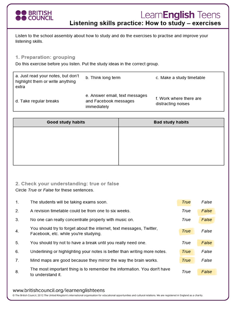 Effective Study Habits and Exercises | PDF | Human Communication