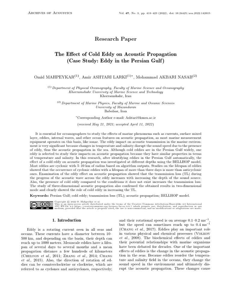 Mahpeykar - The Effect of Cold Eddy - AA - 47 - 3 - 2022 | PDF | Waves ...