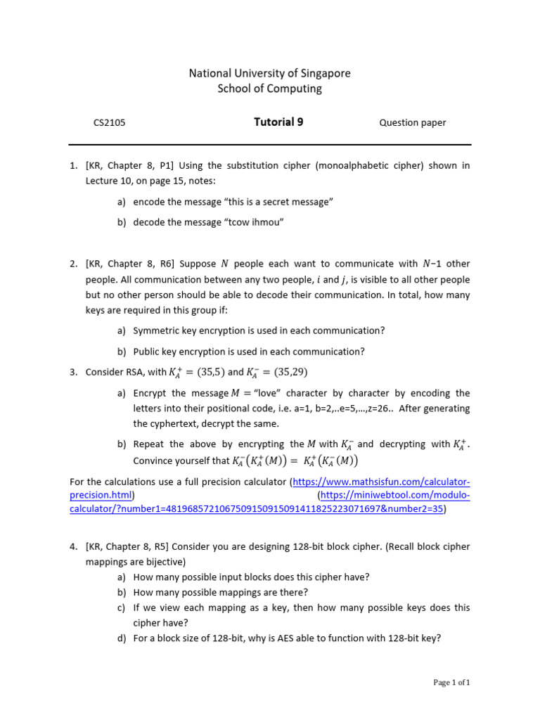 Tutorial 9 Qns | PDF | Computers