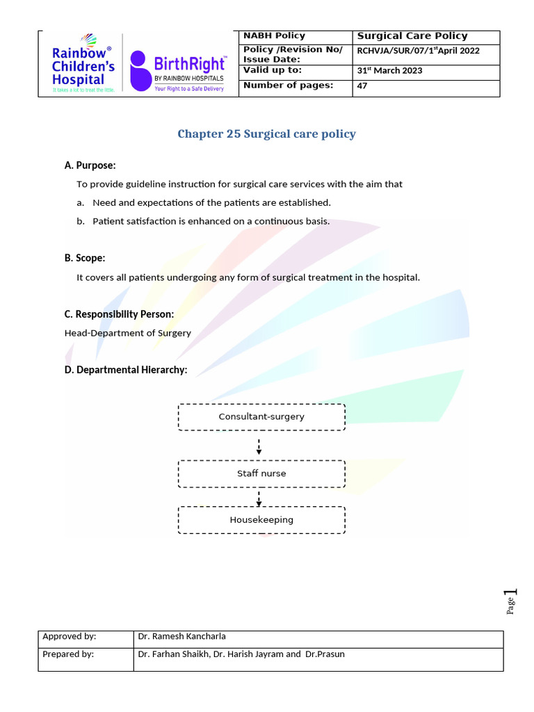 Surgical Care Policy | PDF | Surgery | Circumcision