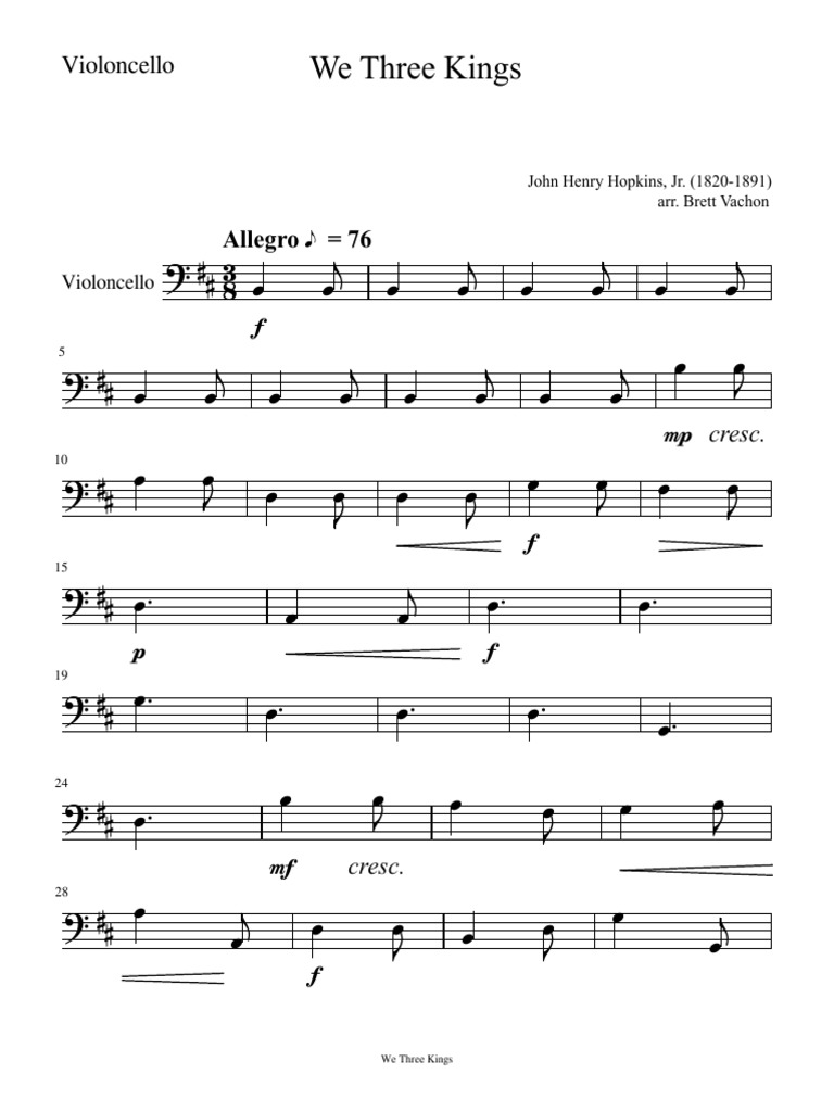 We Three Kings-Violoncello | PDF | Christmas Carols | Traditional Music