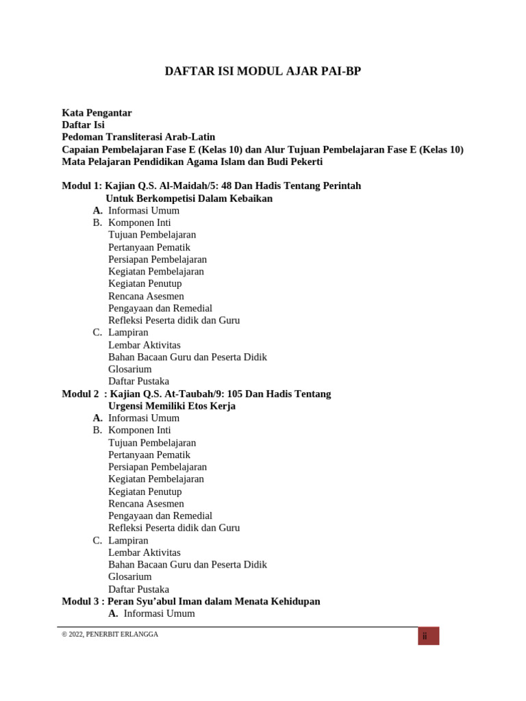 00 Daftar Isi Modul Ajar-Ok | PDF | Karier & Perkembangan