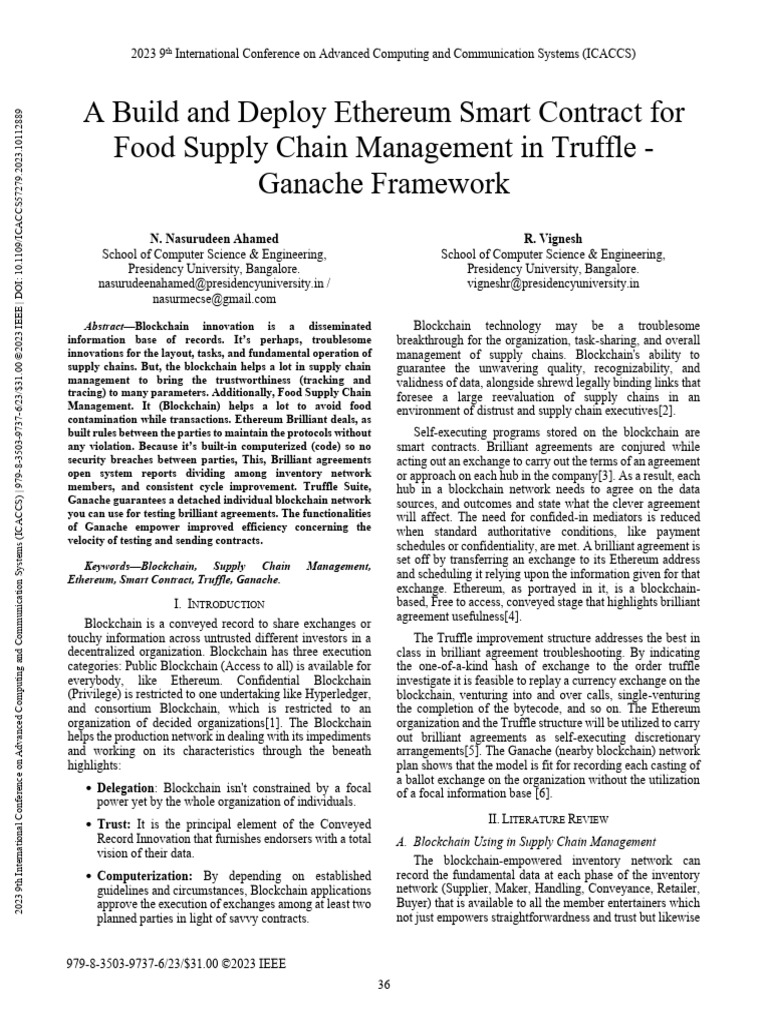 A Build and Deploy Ethereum Smart Contract For Food Supply Chain Management in Truffle - Ganache ...