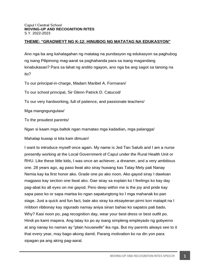 Moving-Up and Recognition Speech | PDF