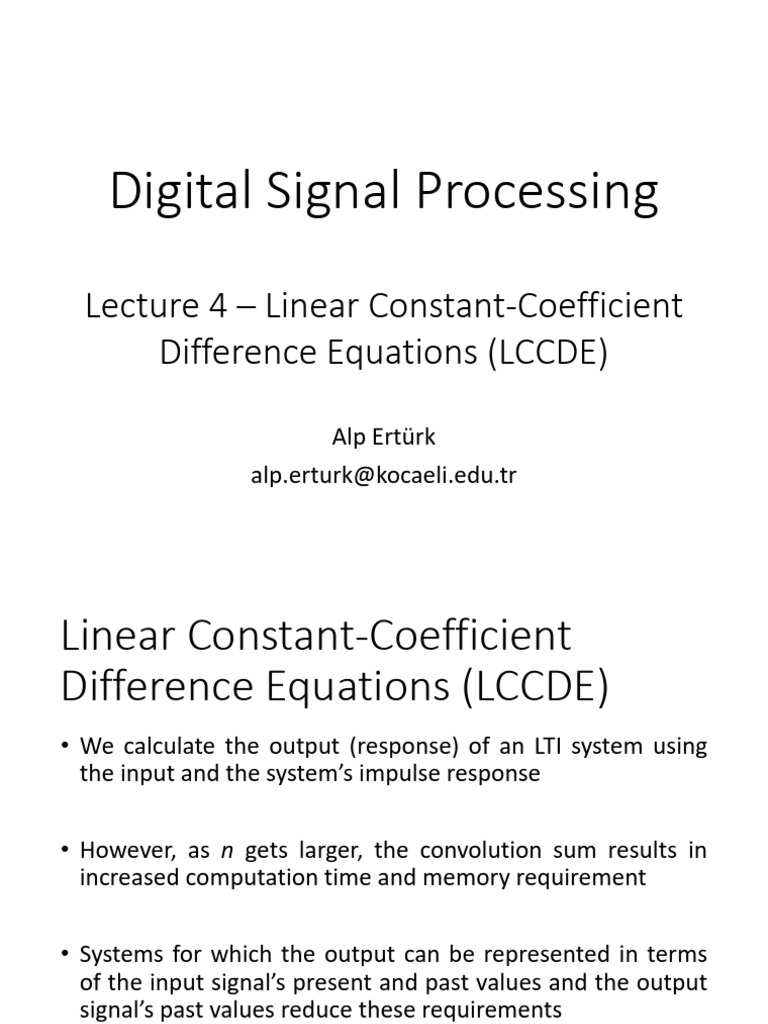 4 - Linear Constant Coefficient Difference Equations | PDF | Recurrence Relation | Mathematical ...