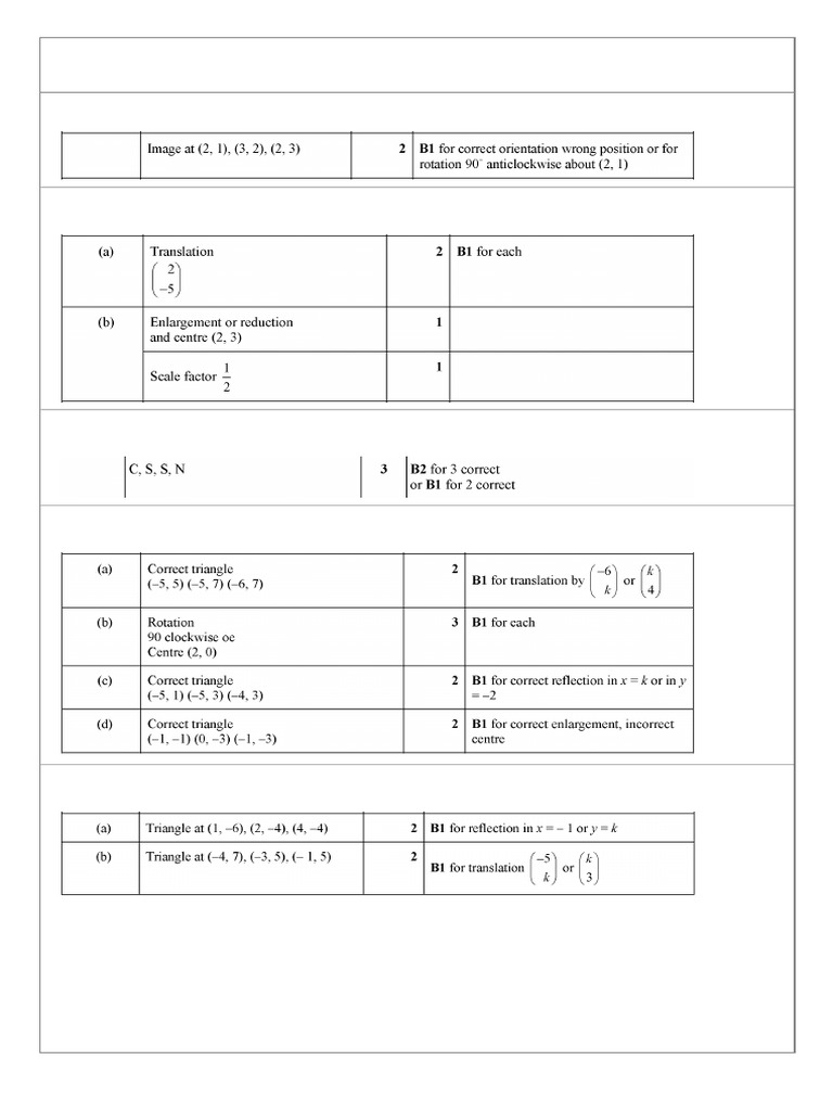 Transformations Paper 2 and 4 Answers | PDF