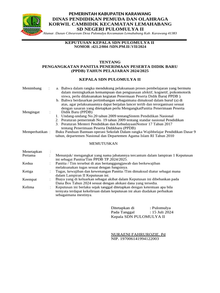 SK PPDB 2020-2021 - WWW - Dapodik.co - Id | PDF