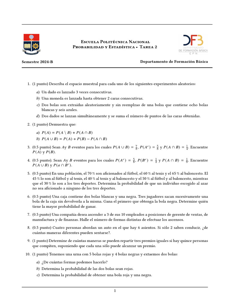 Tarea 2 | PDF | Probabilidad