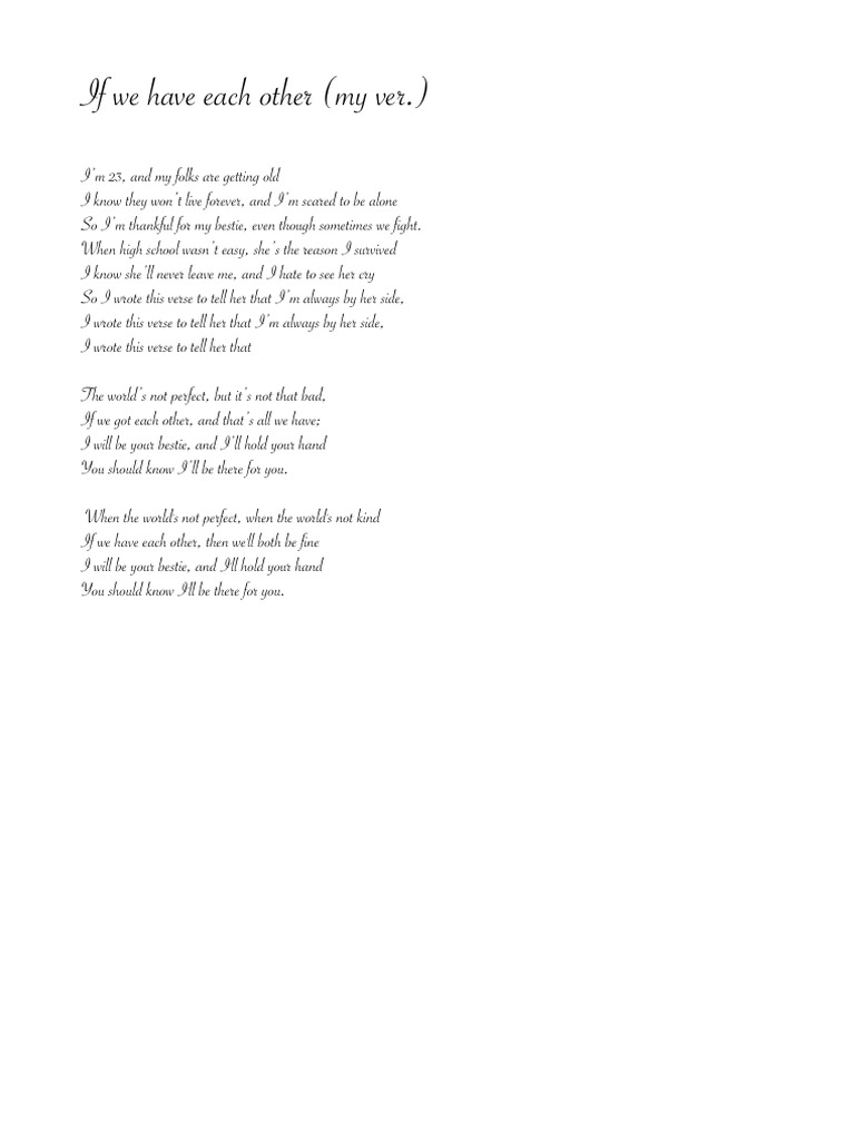 Open If We Have Each Other (My Ver.) 2 | PDF | Poetry