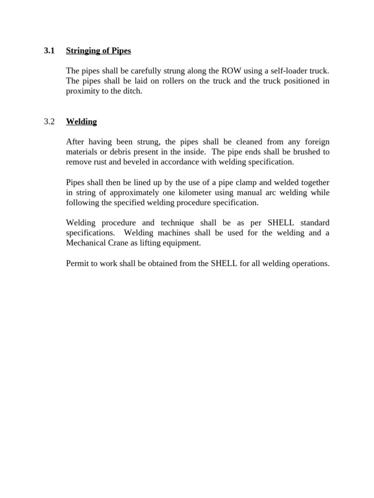 Stringing of Pipes and Welding Procedures | PDF | Home & Garden | Computers