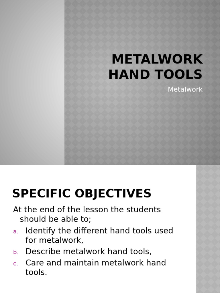Metalwork Hand Tools | PDF | Metalworking | Screw