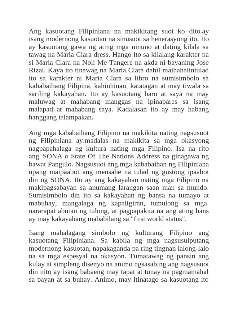 Ang Kasuotang Filipiniana Na Makikitang Suot Ko Dito | PDF